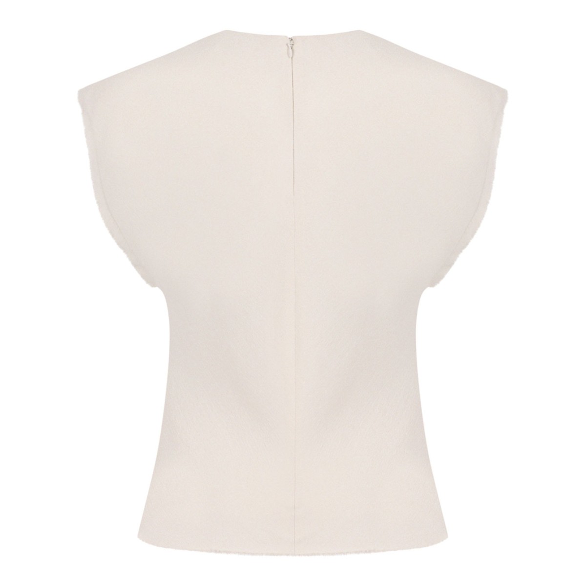 White Sleeveless Raw Edge Details Top| COLOGNESE 1882