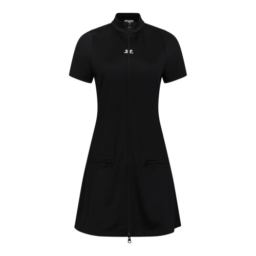 Black Zip Front Short Sleeve Dress| COLOGNESE 1882