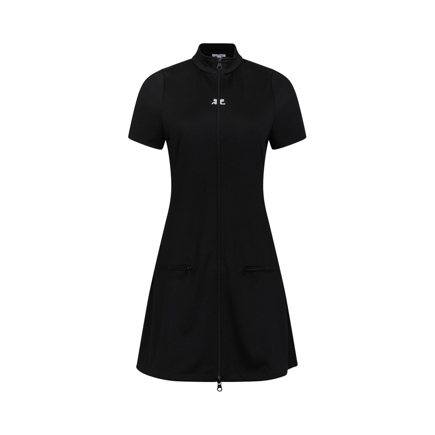 Black Zip Front Short Sleeve Dress| COLOGNESE 1882