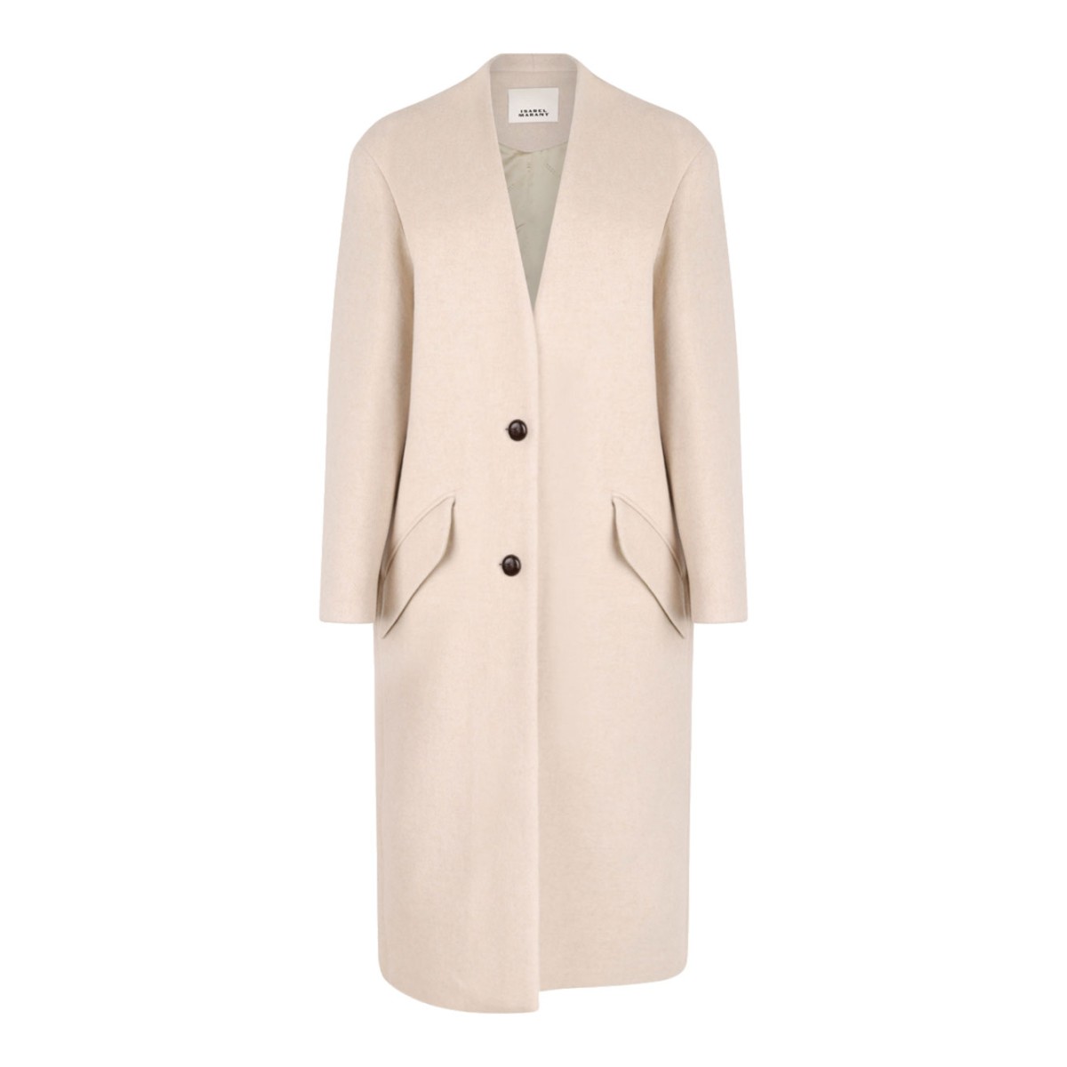 Ecru Florane Wool Blend Long Coat| COLOGNESE 1882