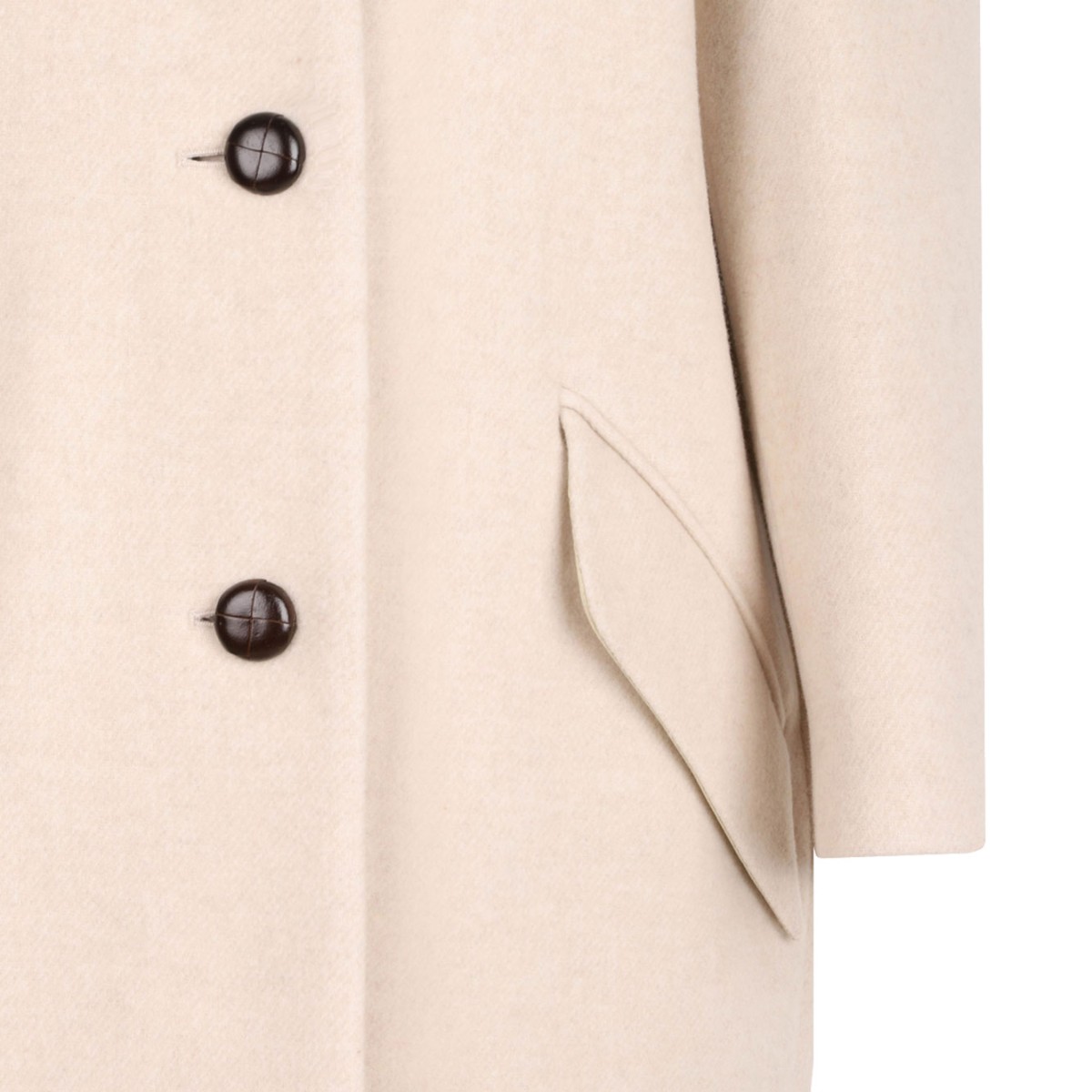 Ecru Florane Wool Blend Long Coat| COLOGNESE 1882